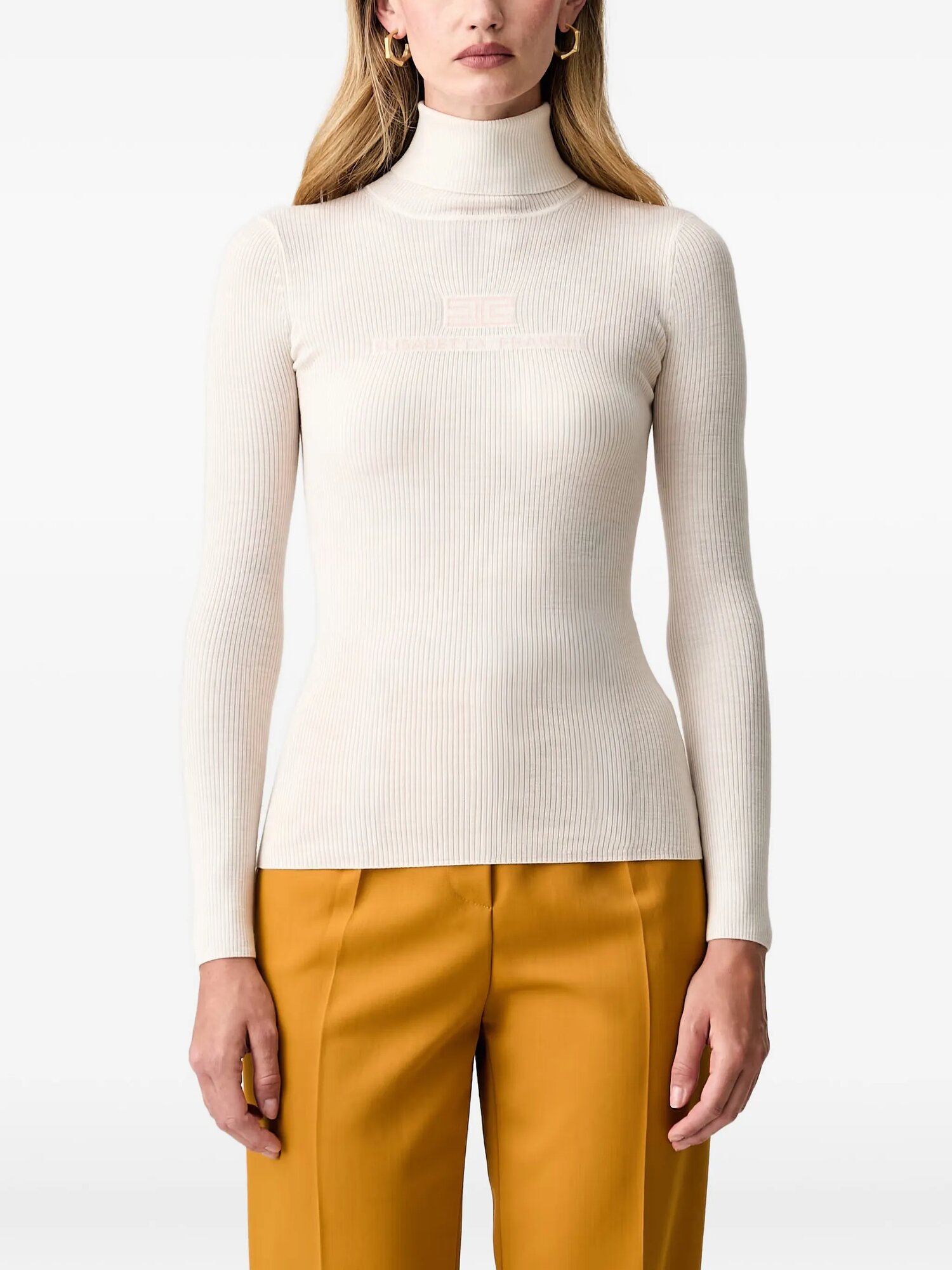 Свитер Elisabetta Franchi Logo-embroidered ribbed-knit sweater