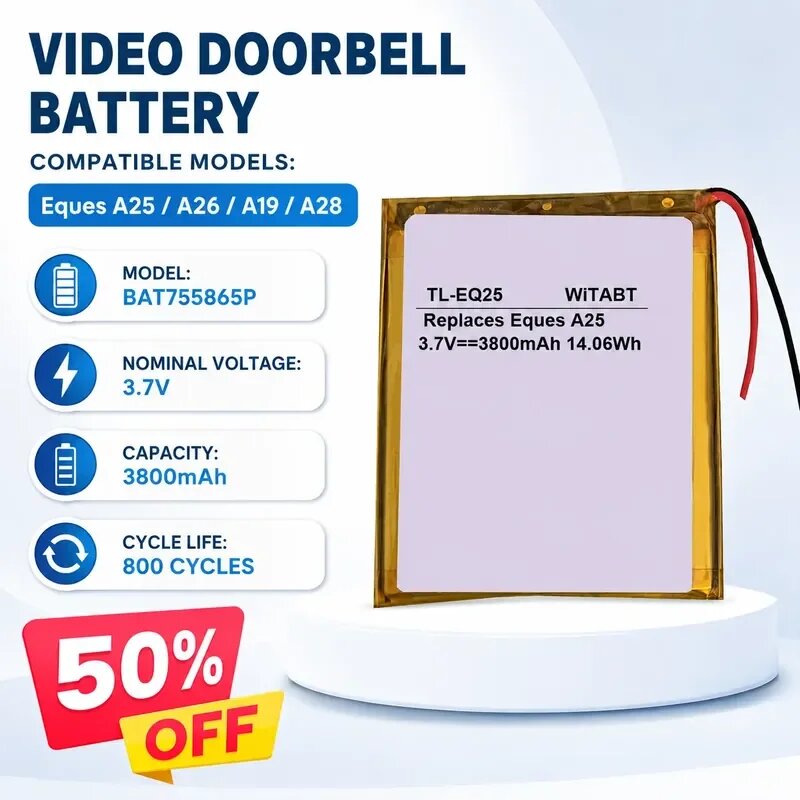 Аккумулятор BAT755865P для видеодомофона Yikang Smart Ding Dong A25 A26 A19 A28