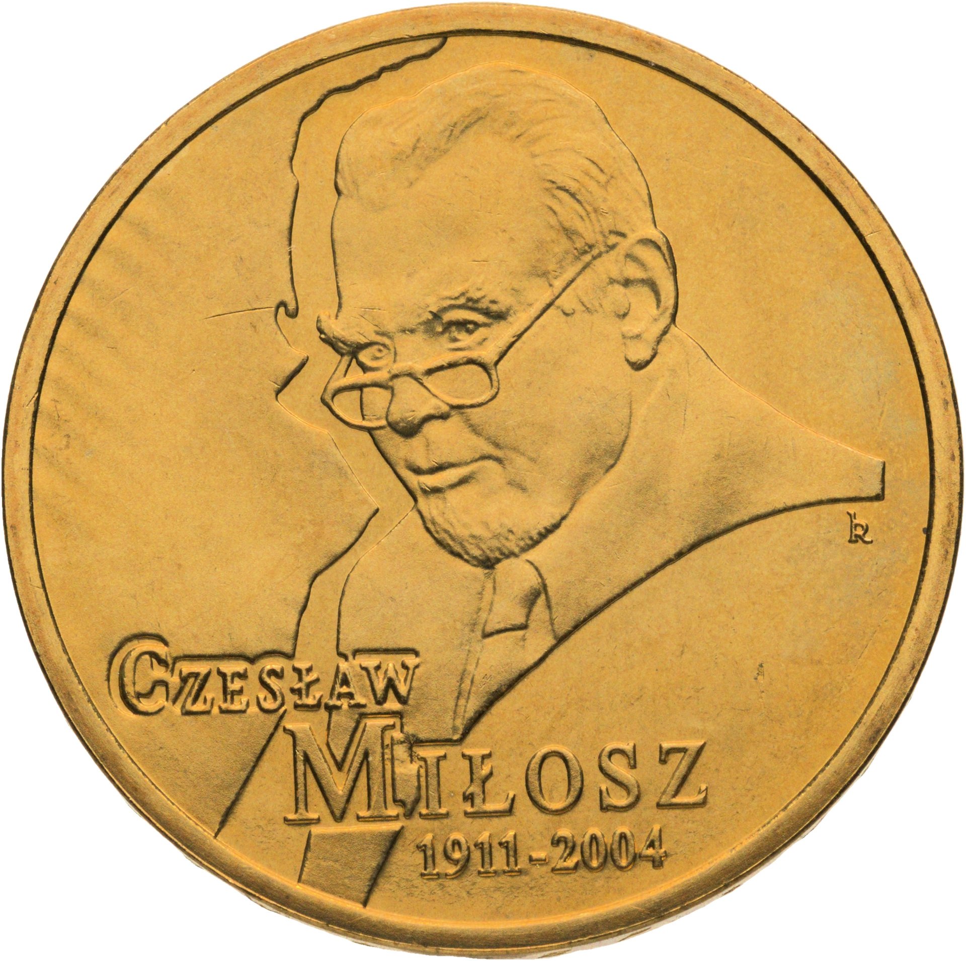 Польша 2 злотых 2011 "100 лет со дня рождения Чеслава Милоша", Латунь, в сохранности UNC