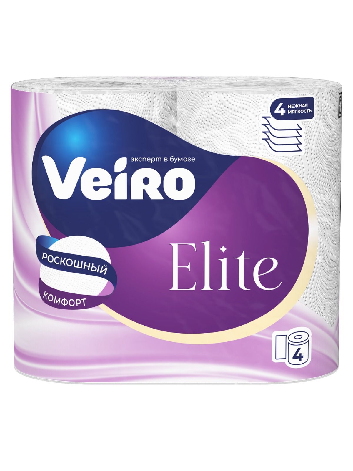 Veiro Туалетная бумага Elite, белая, 4-х слойная, 4 рулона в упаковке /