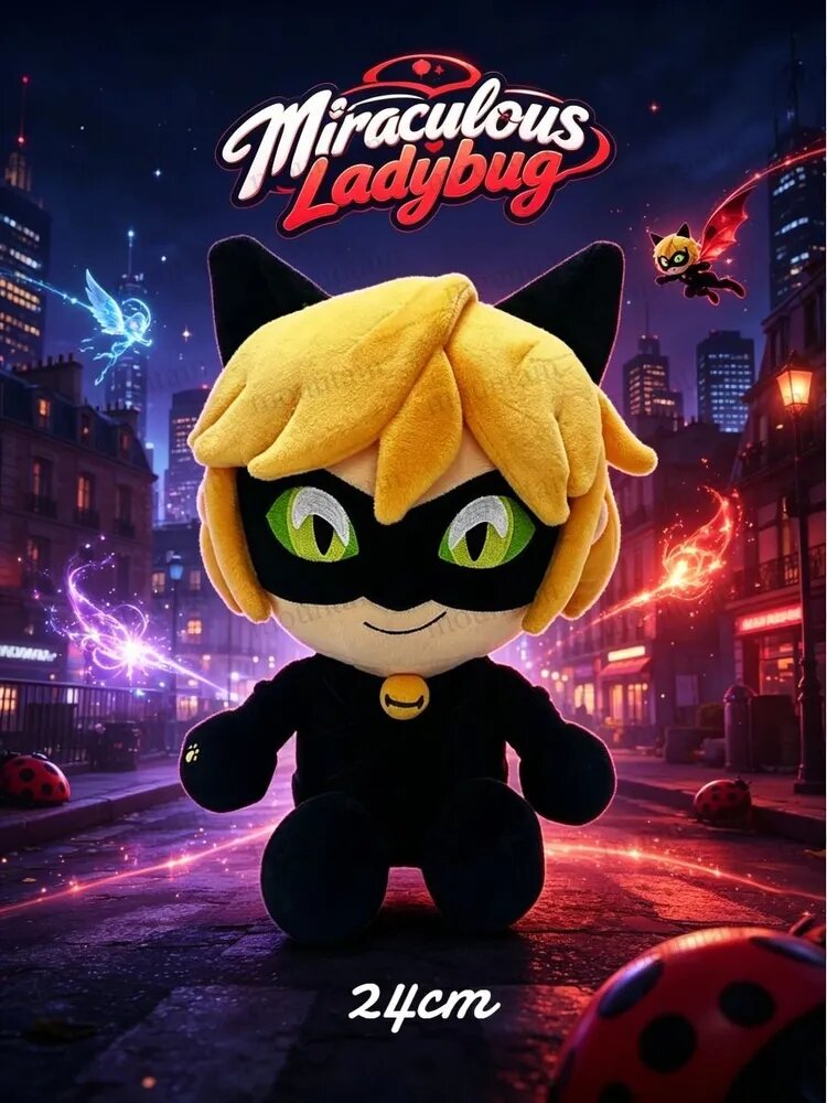 Мягкая игрушка Miraculous Ladybug Cat Noir 24 см, плюшевая, герои мультфильмов