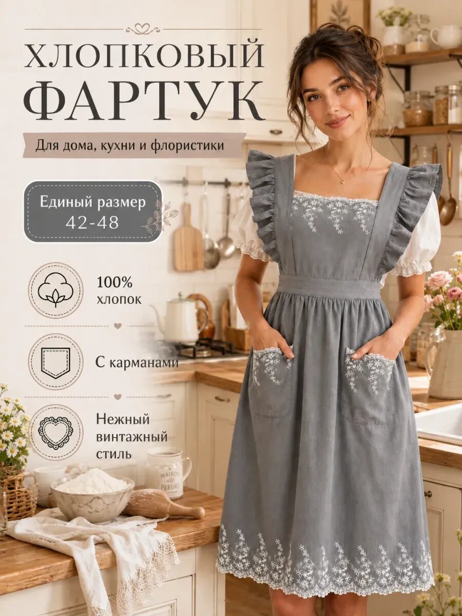 Фартук кухонный женский с рюшами