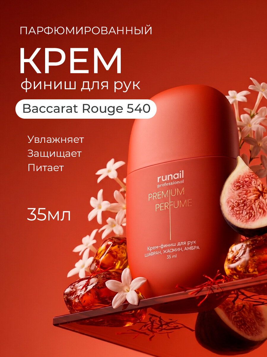 RuNail, парфюмированный крем-финиш для рук с мочевиной 10% (шафран, жасмин, амбра), 35 мл