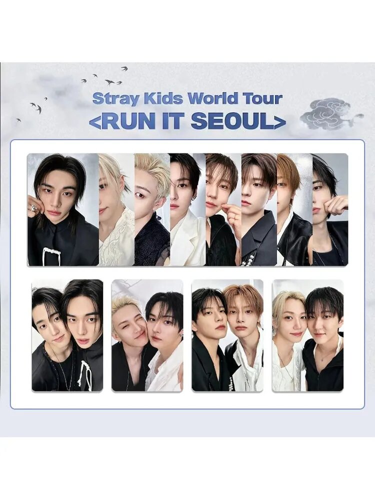 Набор фотокарточек Stray Kids RUN IT 8 штук Подарок для фаната K-pop SKZ карточки