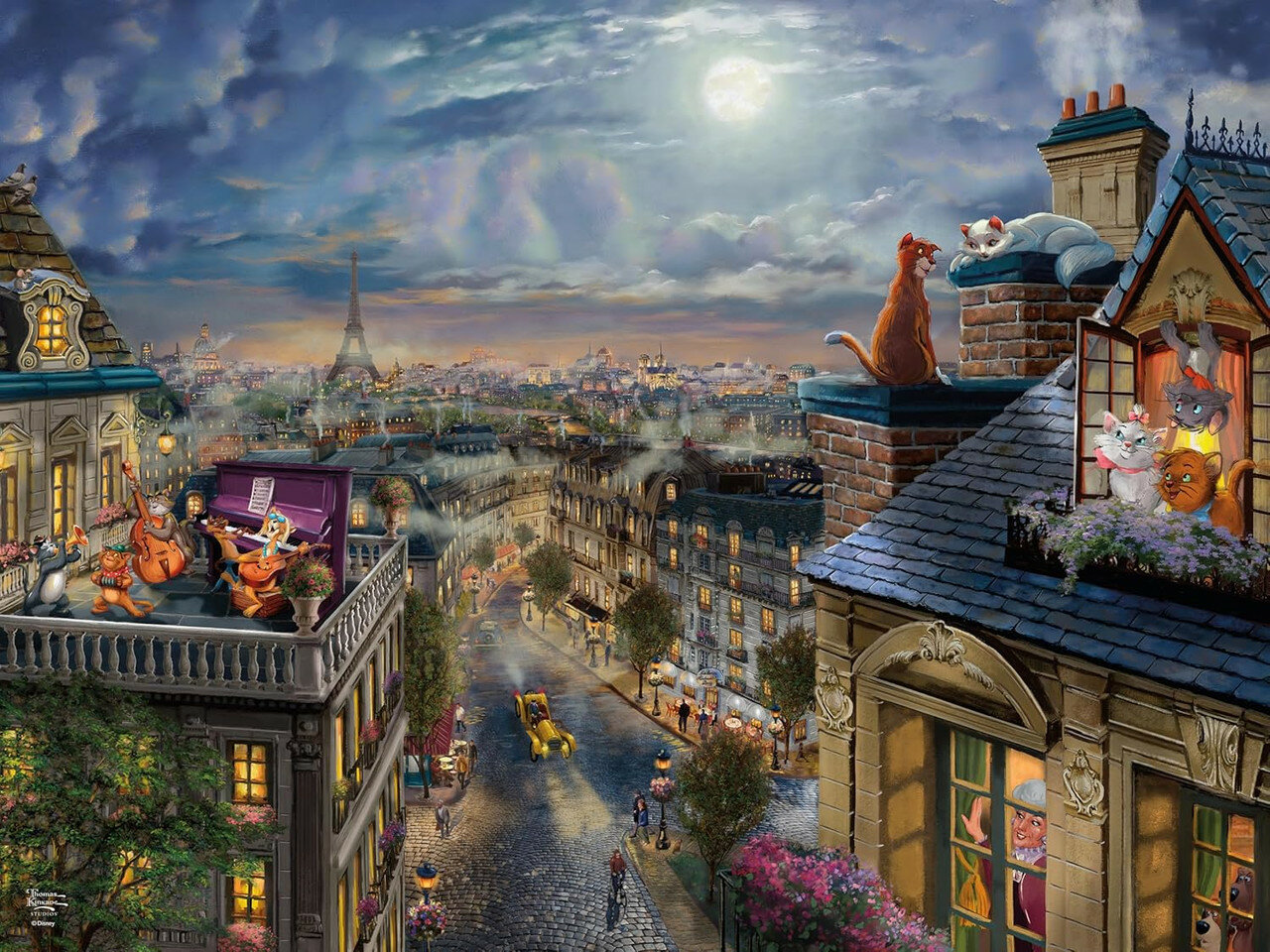 Деревянные пазлы 1000 элементов, подарочная упаковка,50x75cm, Диснеевский Кинкейд "Любовь под луной", подарочный набор для взрослых, продвинутый уровень сборки 5-10.