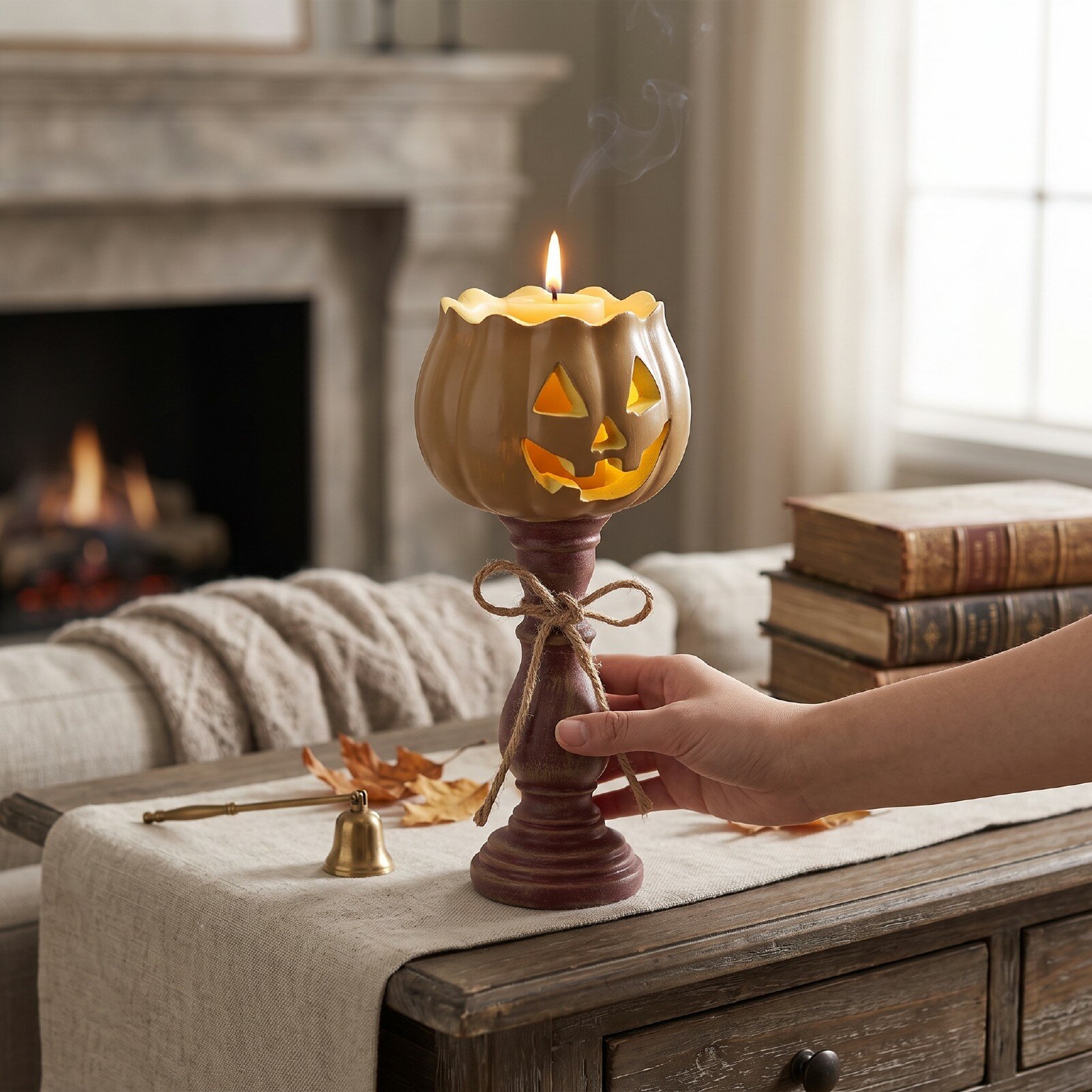 Деревенский подсвечник из тыквы, винтажный подсвечник из смолы Tealight, осенний стол, центральное украшение для домашнего праздничного декора