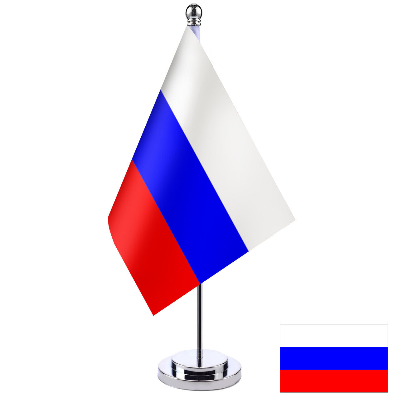 Настольный флаг России с подставкой, флагшток для офиса и переговорной, сувенирный настольный флаг