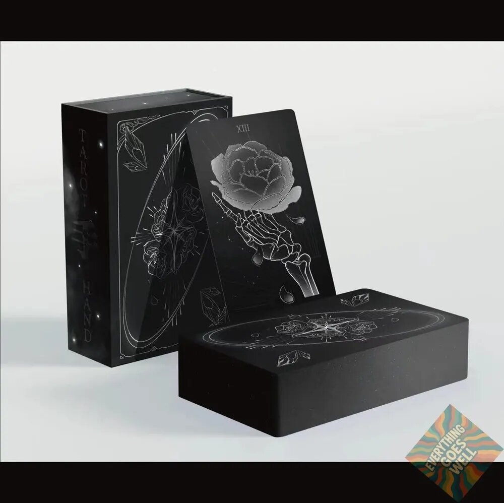 Карты Таро HAND Tarot, 12x7CM, Черный матовый, темно-серый, серебристый, черно-серый, серый, 78 карт