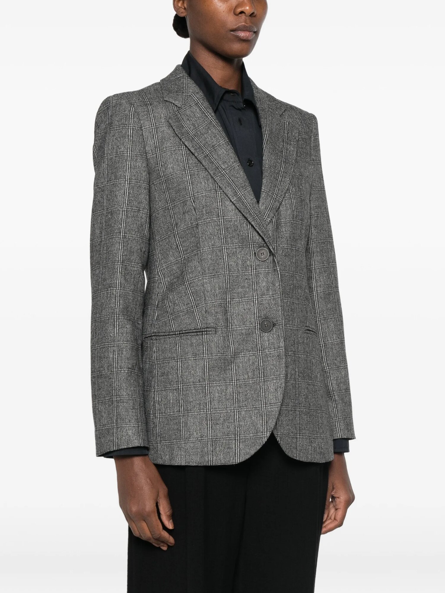 Пиджак EMPORIO ARMANI Check-pattern single-breasted blazer, размер 44, серый — фото 1