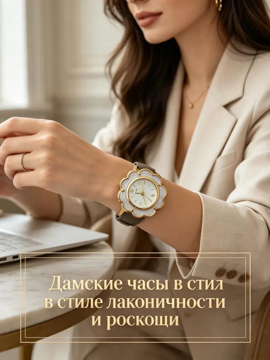 Часы Handsmood Elephant, кожаный ремешок, серый камелия