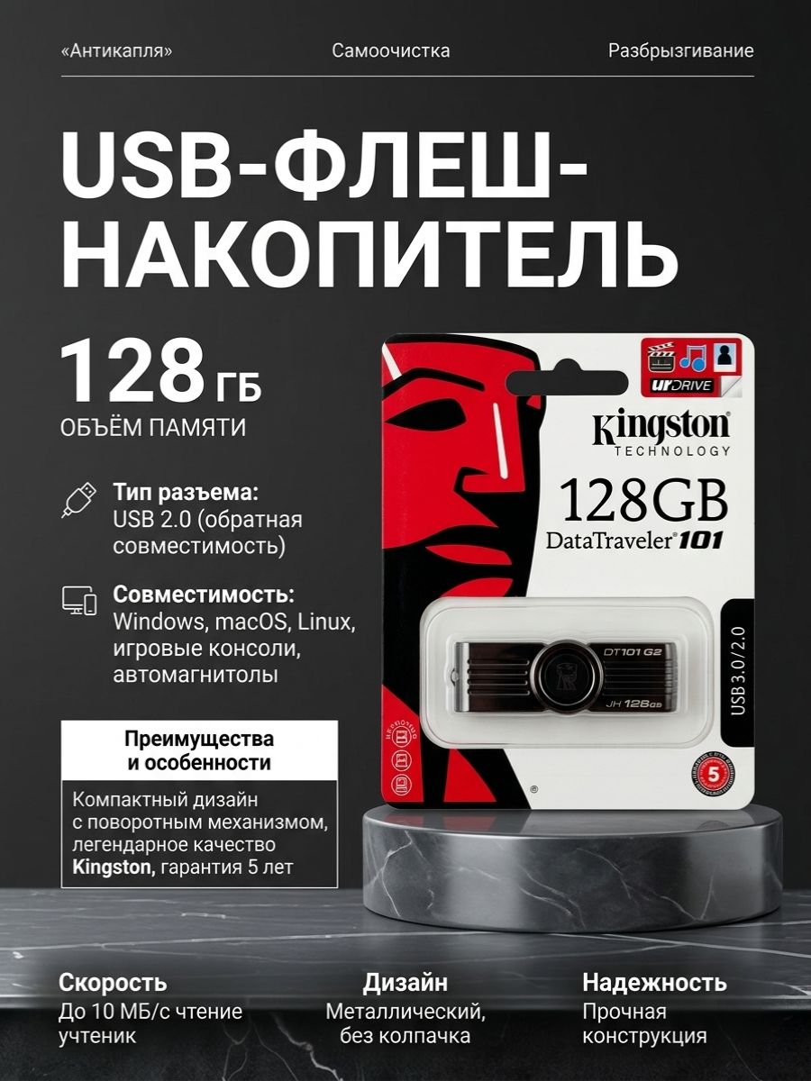 Флешкарта 128GB черная