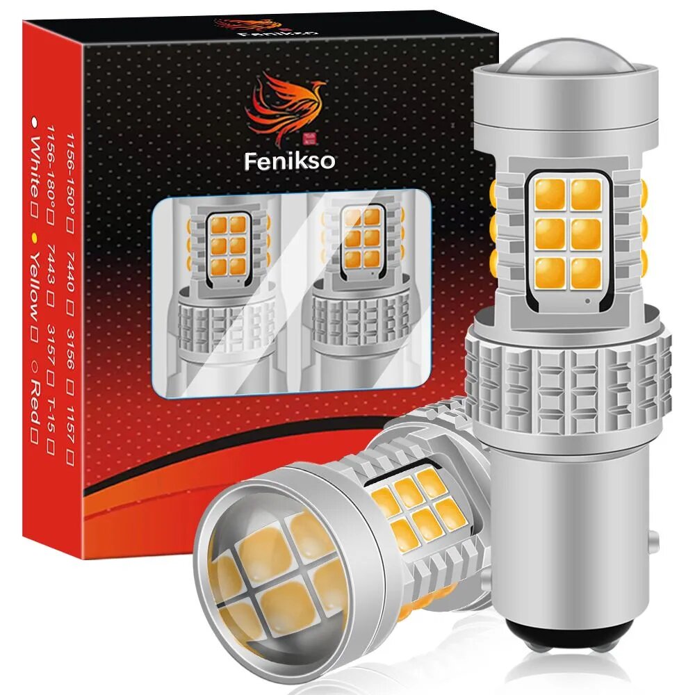 Fenikso Лампа автомобильная P21/5W (BAY15d), 2 шт. арт. TL002-1157-YELLOW