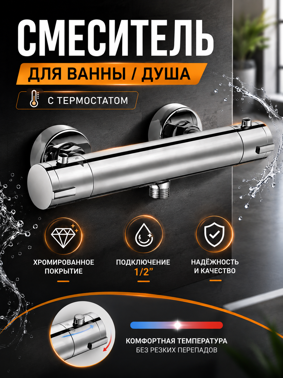 Смеситель для ванны/душа с термостатом Osgard Lunderbrunn 39001