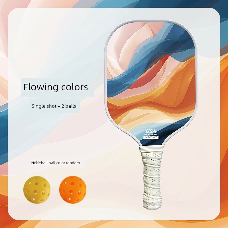 Набор ракеток для пиклбола из углеродного волокна, дизайн Flowing Colors, 1 ракетка + 2 шара, сертифицировано USAPA