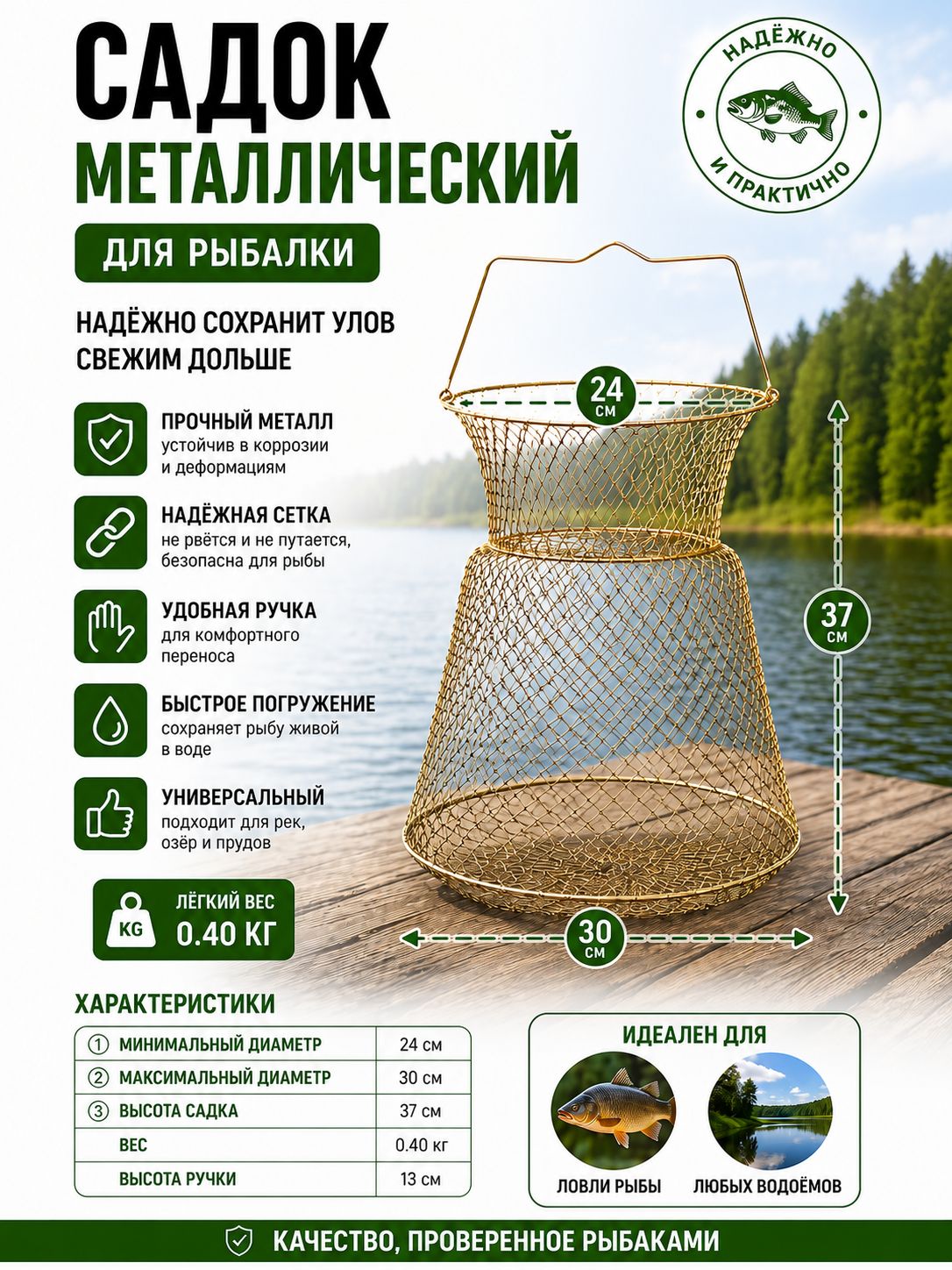Садок рыболовный металлический