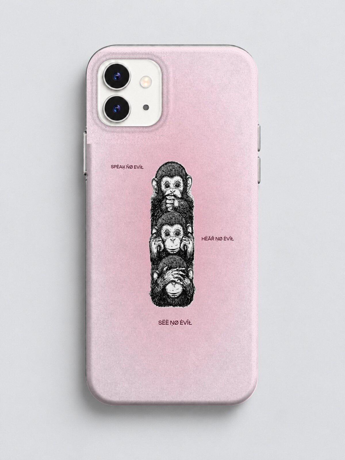 Эстетичный чехол на iPhone 11 три мудрые обезьяны