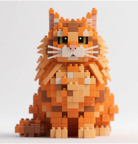 Комплект строительных блоков с кошкой кофе — 3D-пазл для детей, 12 деталей, безопасный материал, идеально для