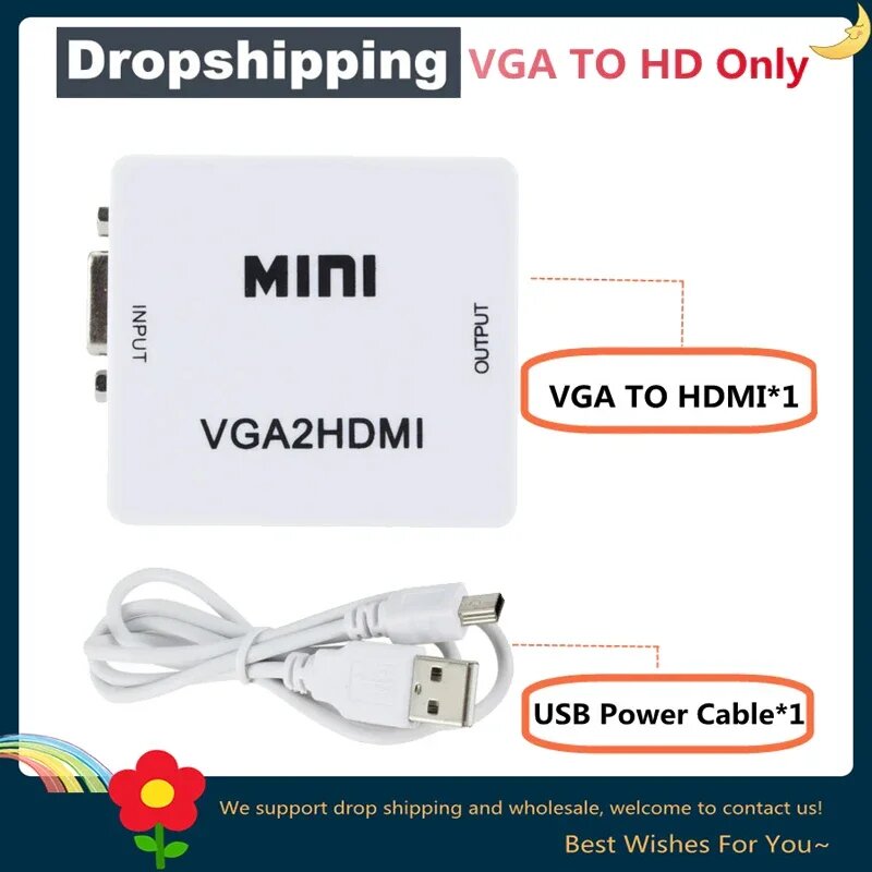 GRWIBEOU VGA-HDMI адаптер 1080P