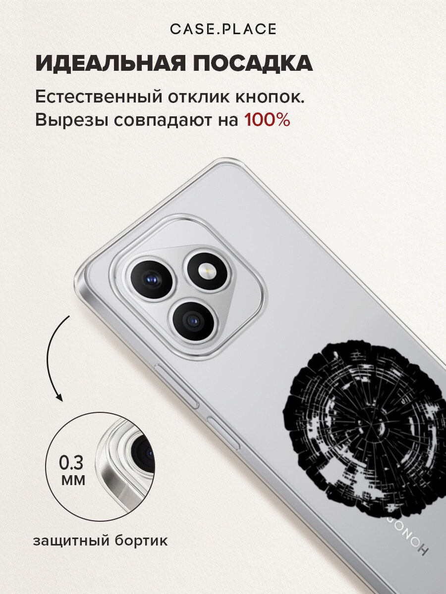 Чехол на Honor X8d / Хонор X8d с принтом Обугленный спил дерева — фото 1