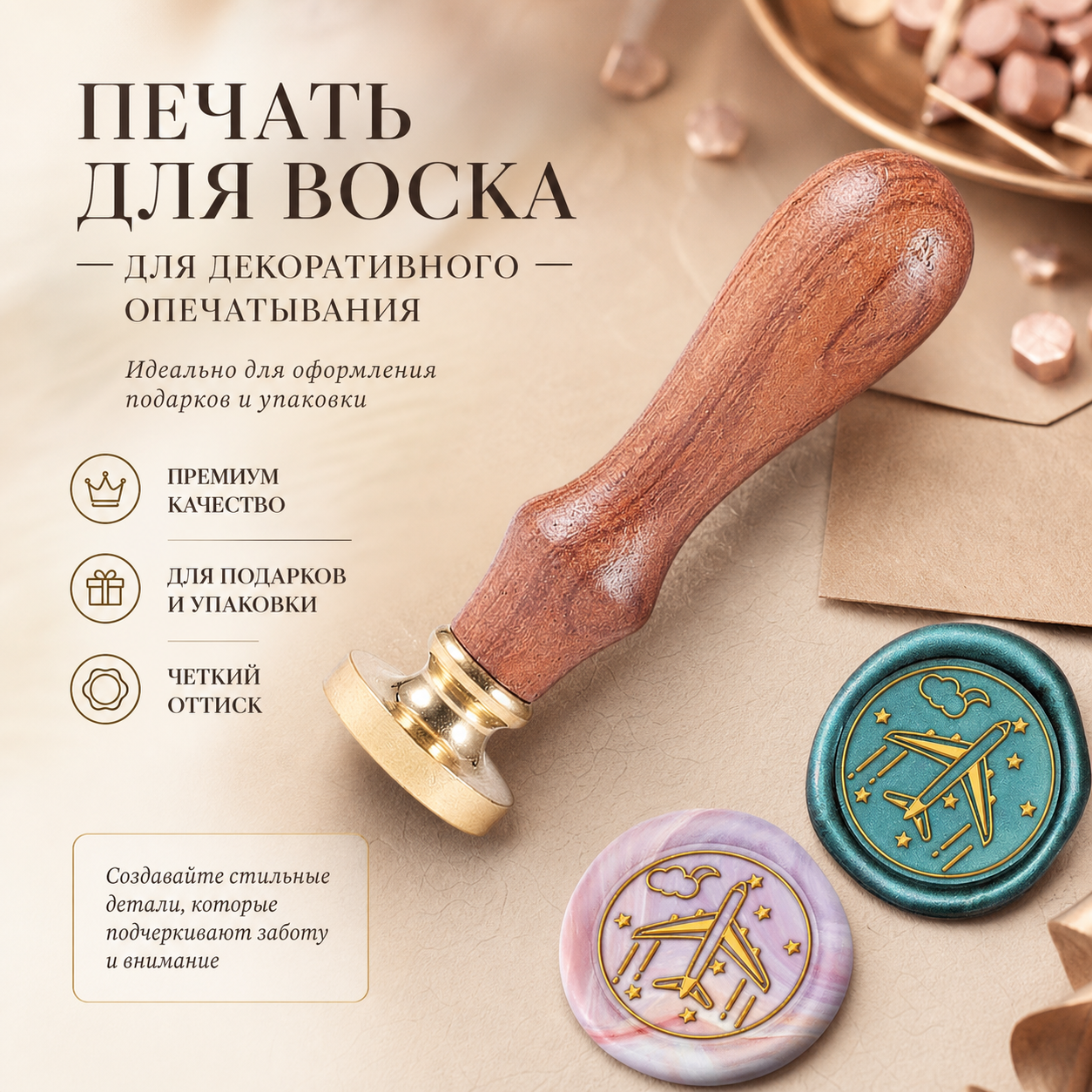 1 шт. сургучная печать с узором самолета, винтажная печать, съемная латунная головка, 25 мм, ретро-штамп из дерева