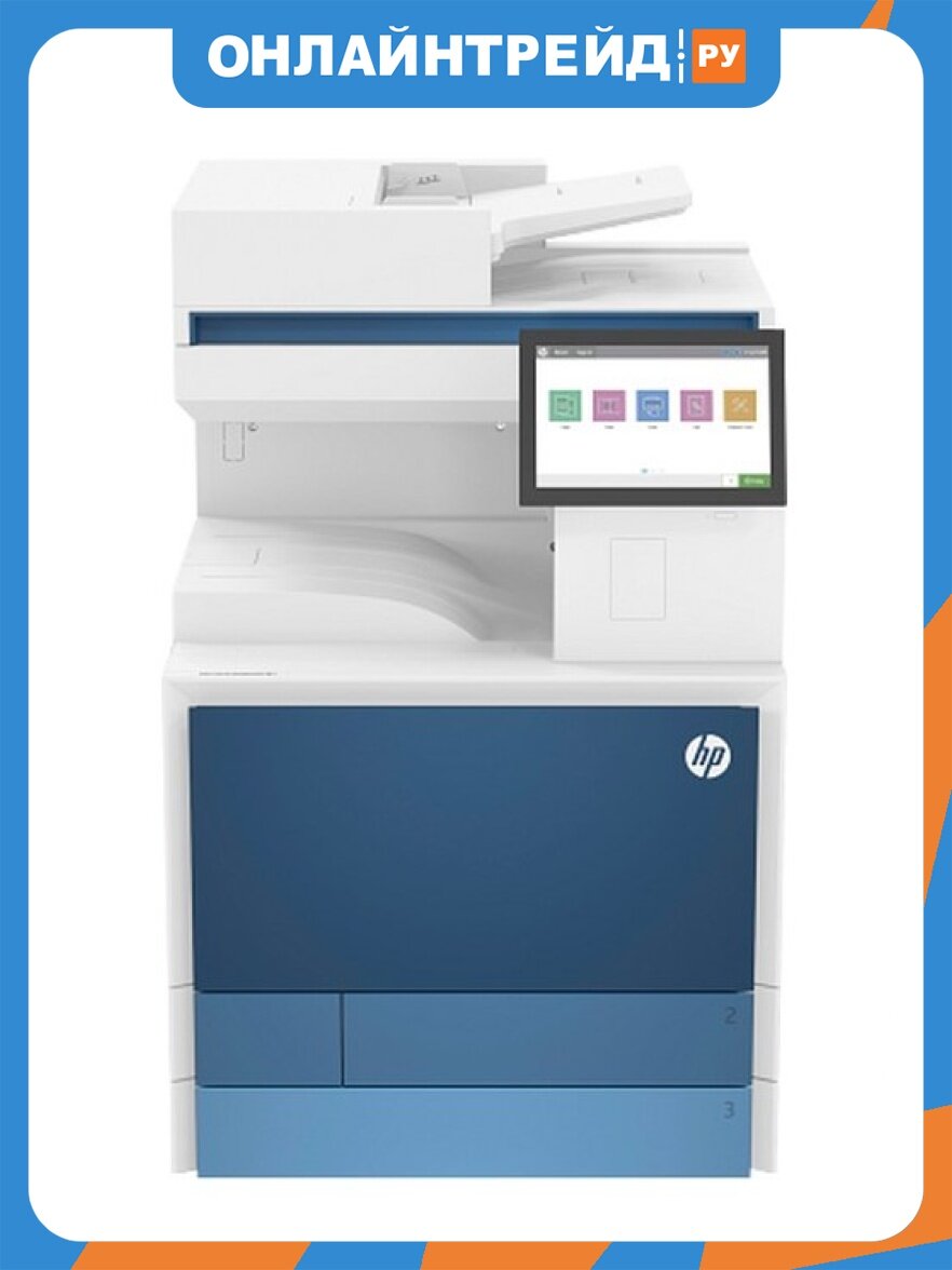МФУ HP Color LaserJet Managed MFP E877dn белый/голубой, А3 цветной, дисплей