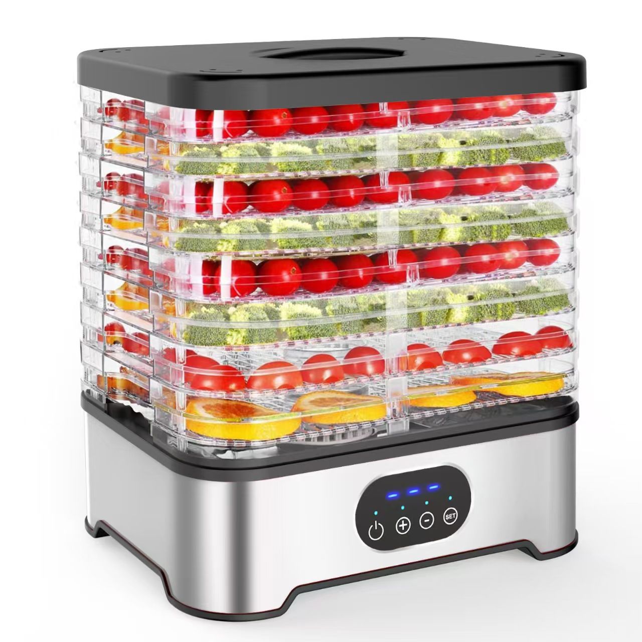 Сушилка для овощей и фруктов электрическая 400W, дегидратор для мяса, пастилы, грибов и ягод с 8 поддонами