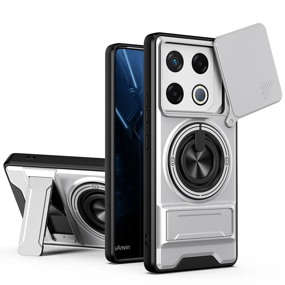 Магнитный чехол KEYSION для Infinix GT 20 Pro 5G с защитой камеры и Серебряный, серебристый
