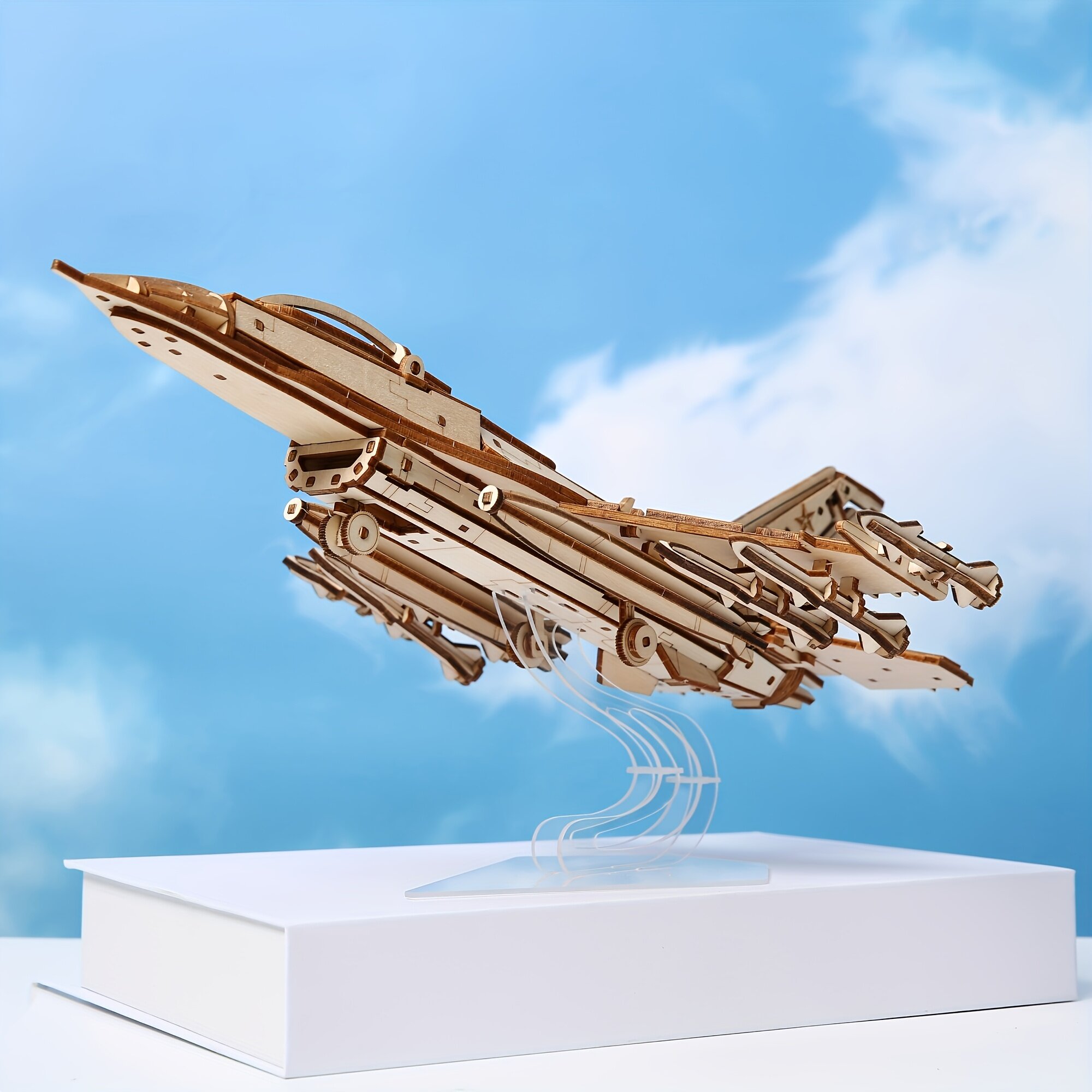Сборная 3D модель истребителя из дерева, головоломка для взрослых, набор для домашнего декора и подарка