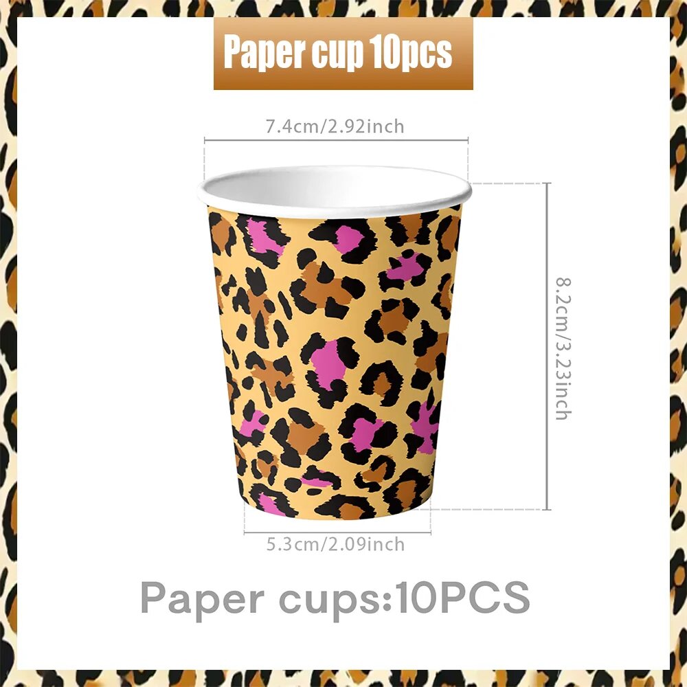 Леопардовый набор для детской вечеринки Розовый, cup 10pcs