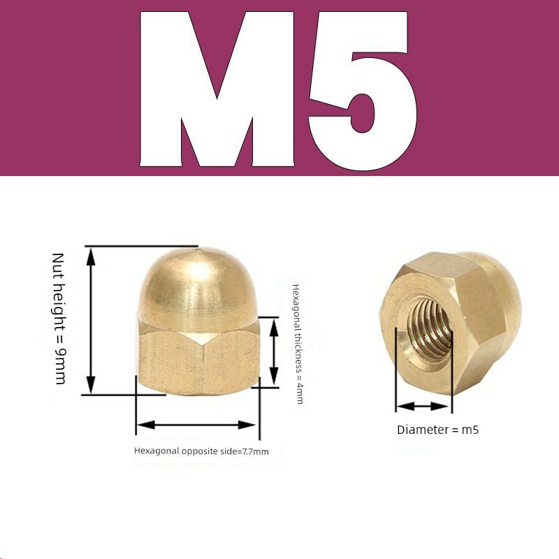 Латунная гайка-колпачок M5, 20 шт. декоративная шаровая гайка для домашнего декора и самостоятельного ремонта