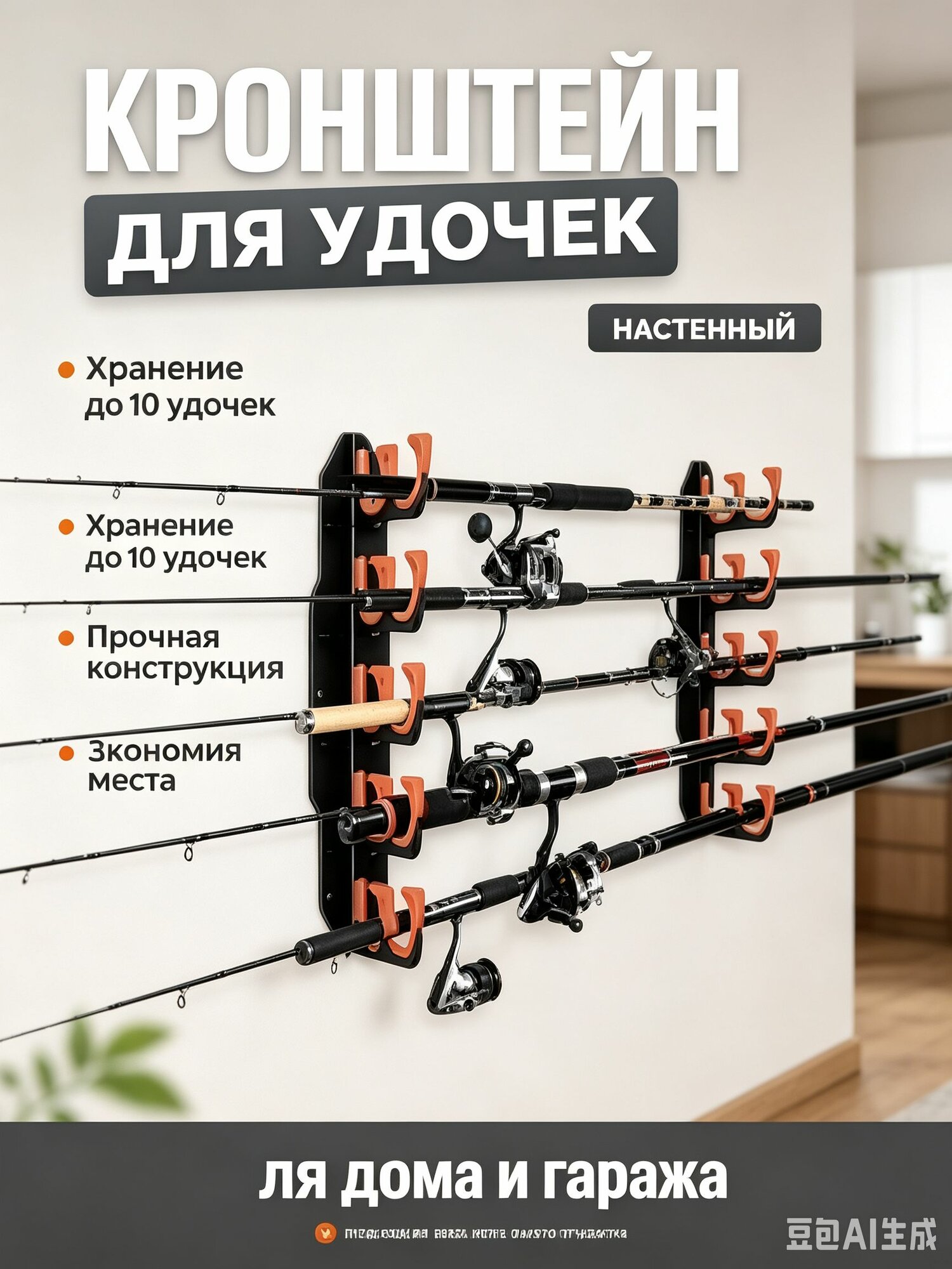 Эксклюзивная настенная гора для хранения удочки, крюк держатель