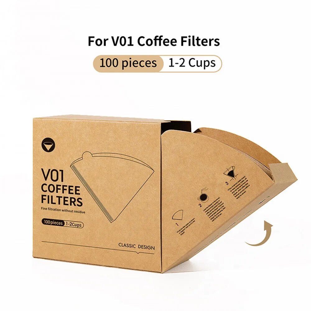 Бумажные фильтры для кофе V60 100 шт. 100-V01