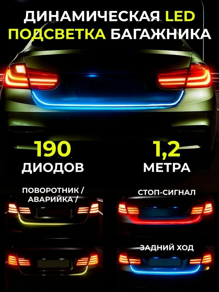 Подсветка багажника в машину светодиодная RGB многоцветная