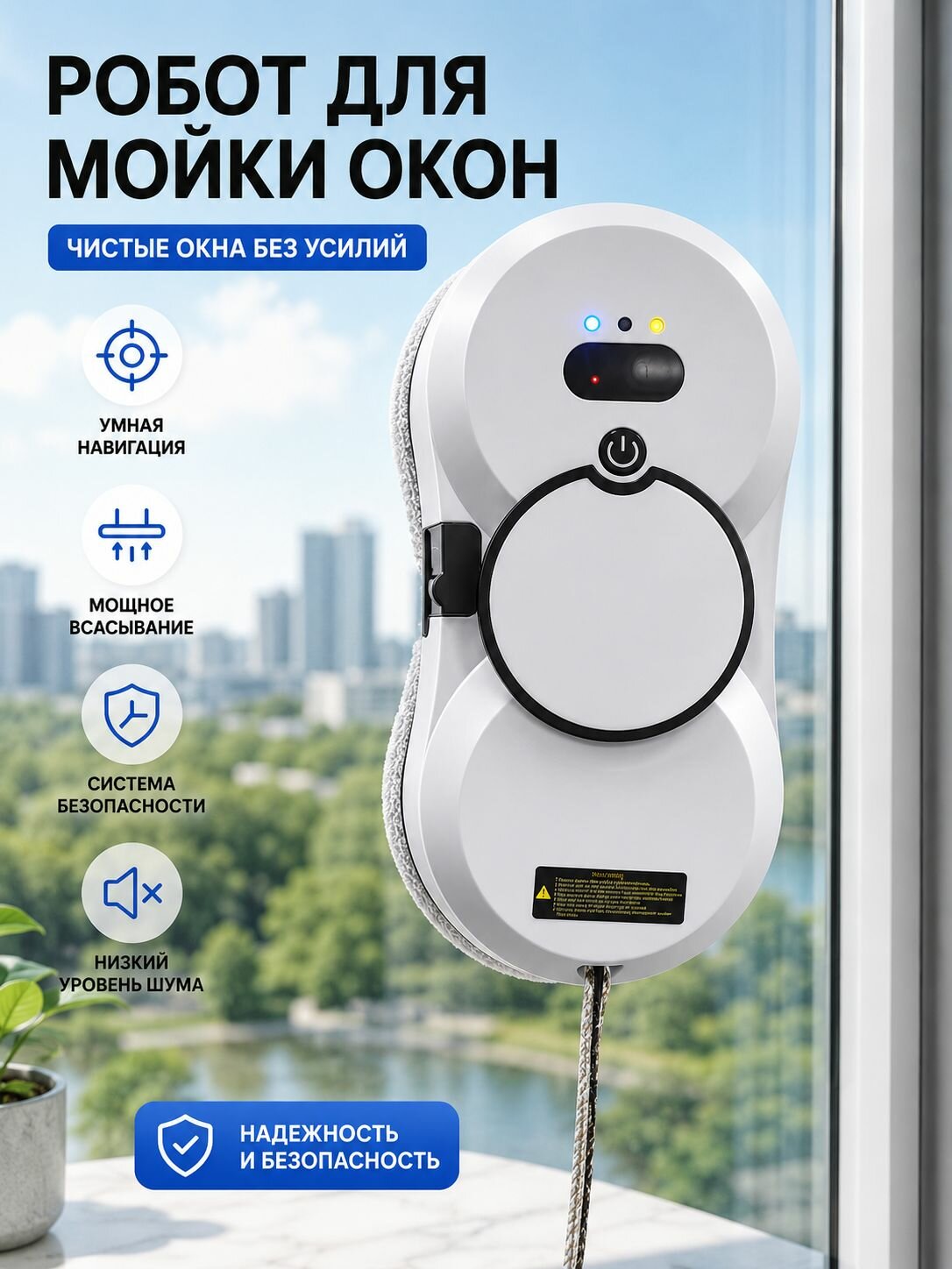 Робот для мойки окон с умной навигацией и мощным всасыванием