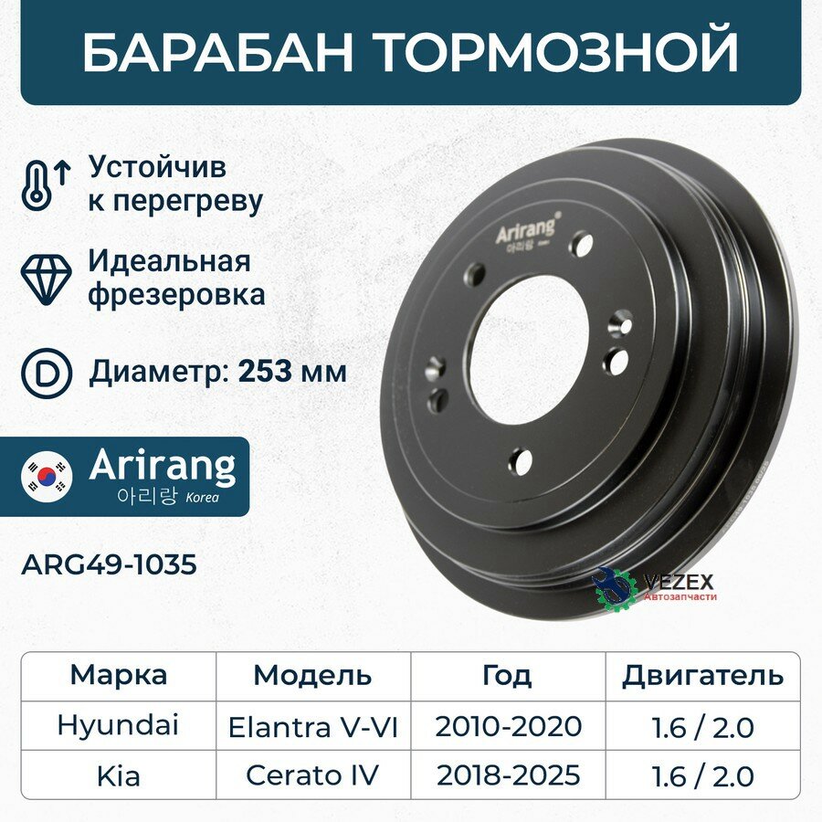 ARIRANG ARG49-1035 Барабан тормозной