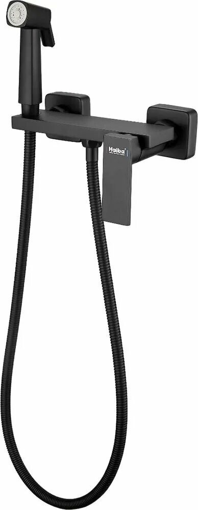 Гигиенический душ Haiba HB5517-7 со смесителем, черный, матовый, латунь, рычажный, смеситель для биде
