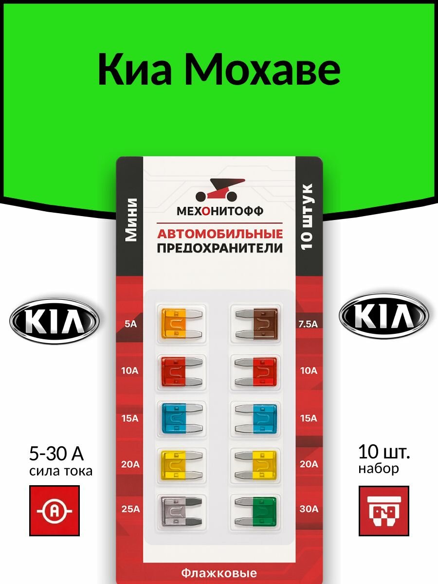 Предохранители Киа Мохаве 10 шт Мини / Kia Mohave