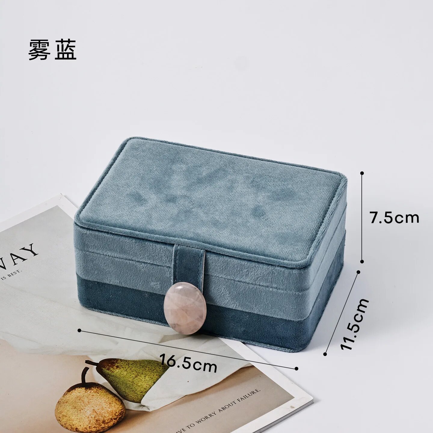Шкатулка для украшений из камня Голубой, Mist Blue