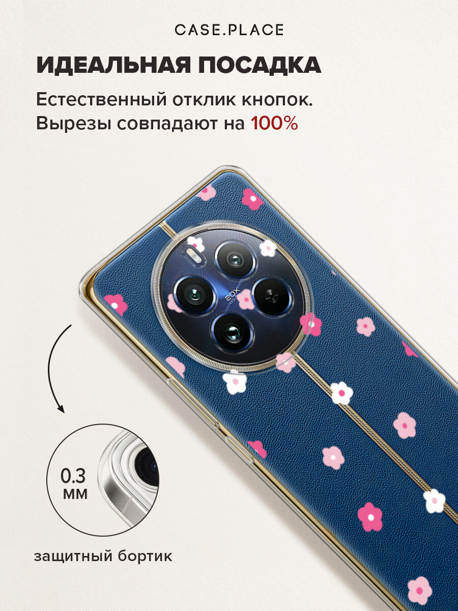 Чехол на Realme 12 Pro / Реалми 12 Про с принтом "Весенние цветочки рисунок", прозрачный — фото 1