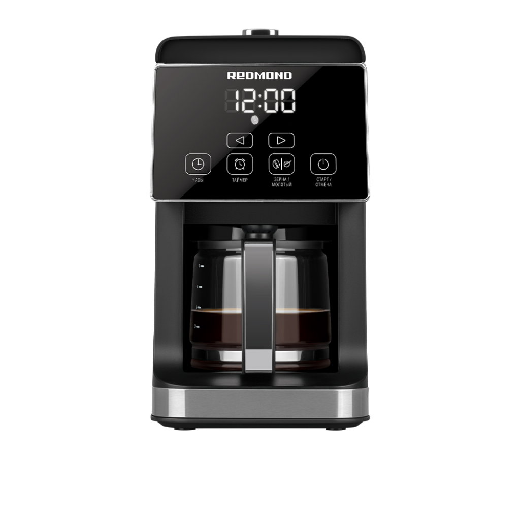 Кофеварка капельная редмонд CM703, с кофемолкой и автоподогревом, черный