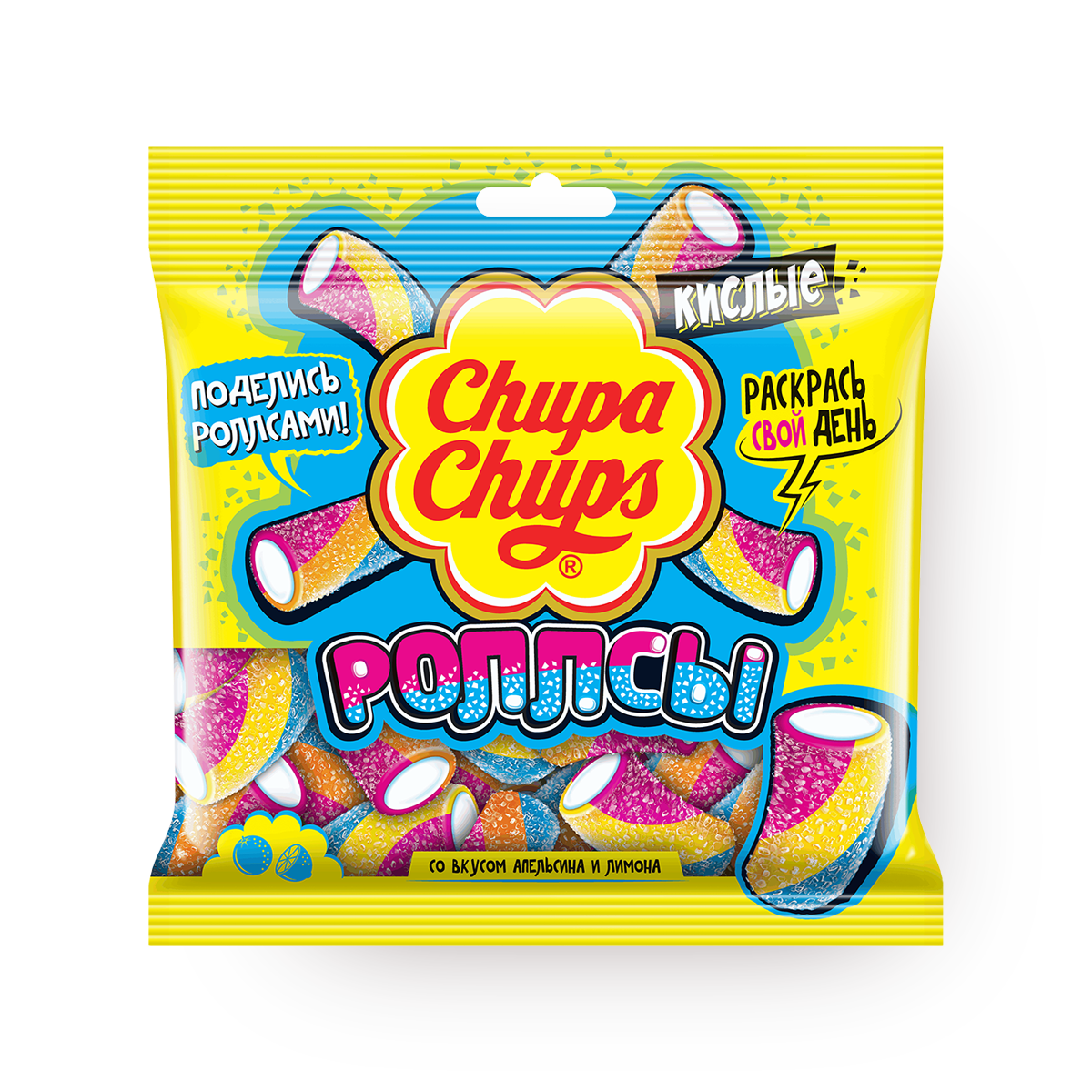 Мармелад Chupa Chups Роллсы, фигурный, жевательный, кислый, 150 г