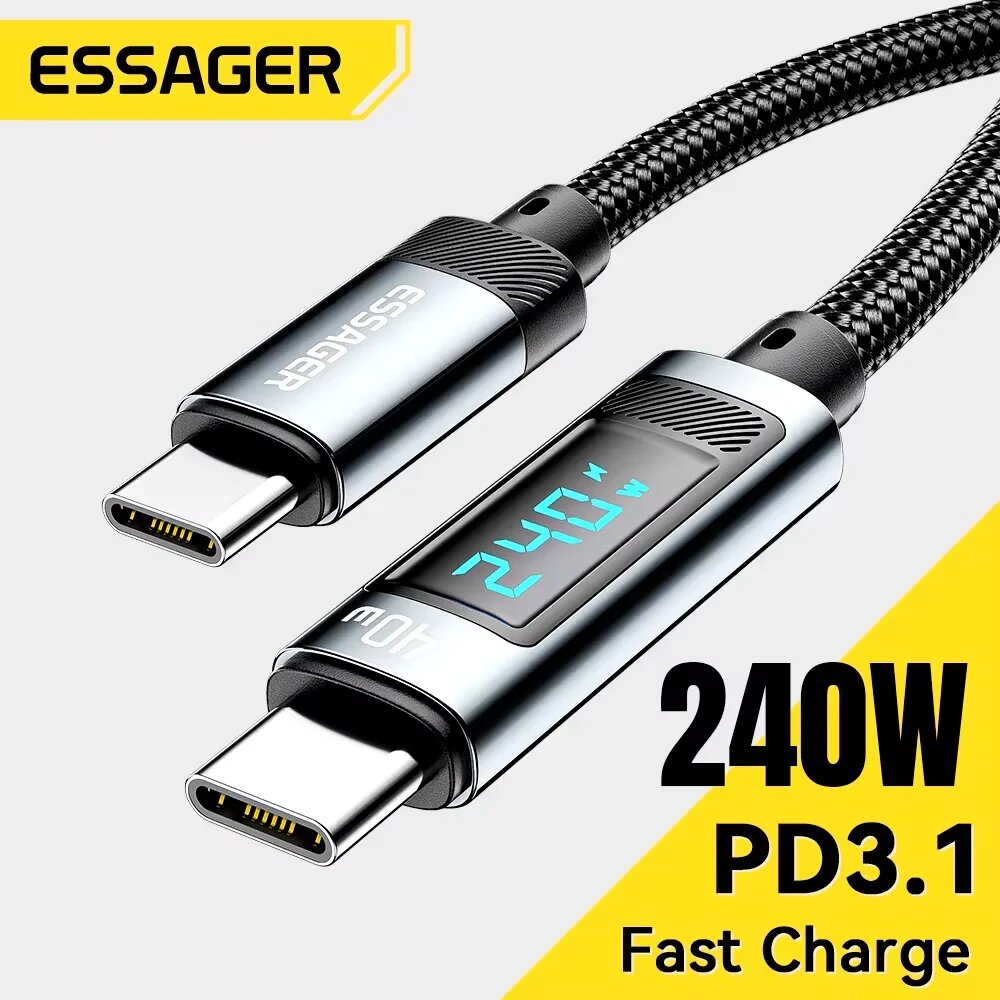 Essager 240 Вт кабель USB Type C - USB C 2M, 100 Вт PD 3.1