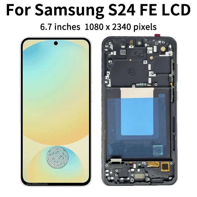 6.7 дюймов AMOLED для Samsung Galaxy S24 FE, S721B, S721B/DS, LCD дисплей с рамкой, сенсорный экран, сборка панели диджитайзера, черный