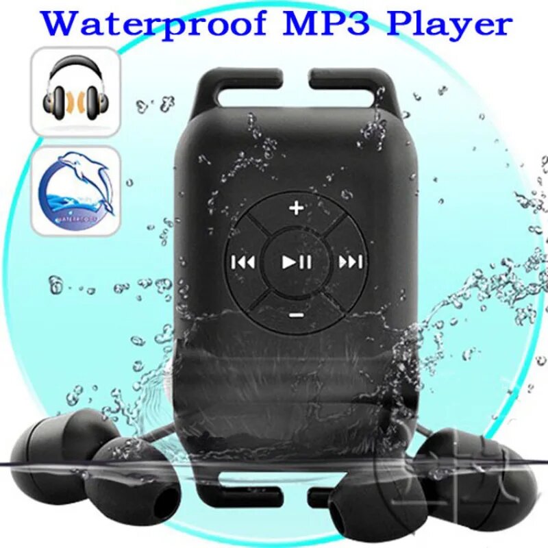 Водонепроницаемый MP3-плеер 8 ГБ, черный