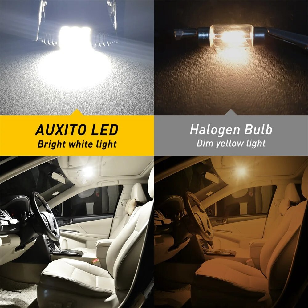 AUXITO 6 шт. автомобильная лампа C5W светодиодный C10W безошибочный Festoon 36 мм 31 мм светодиодный светильник Canbus 12V авто Интерьер багажника номерной знак лампа