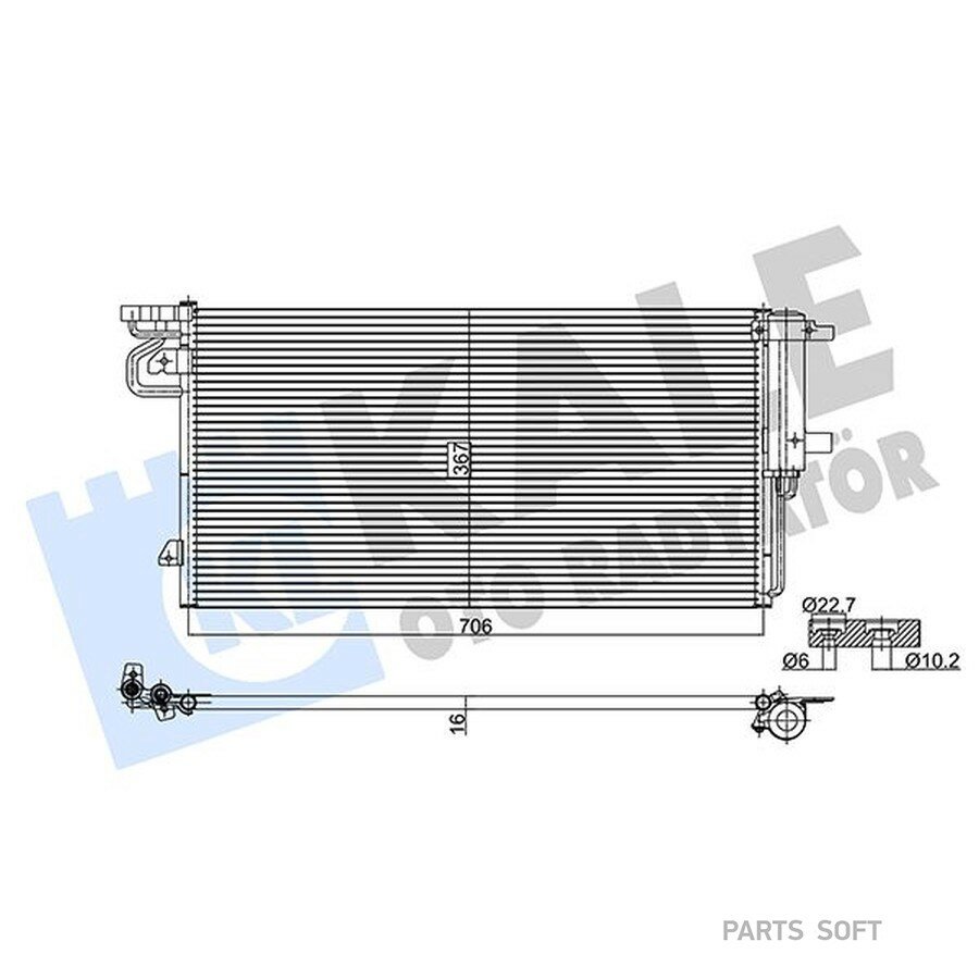 KALE 361295 Радиатор кондиционера для а/м Ford Kuga (13-)/Focus (11-) 1.5T/2.0T/2.0D паяный