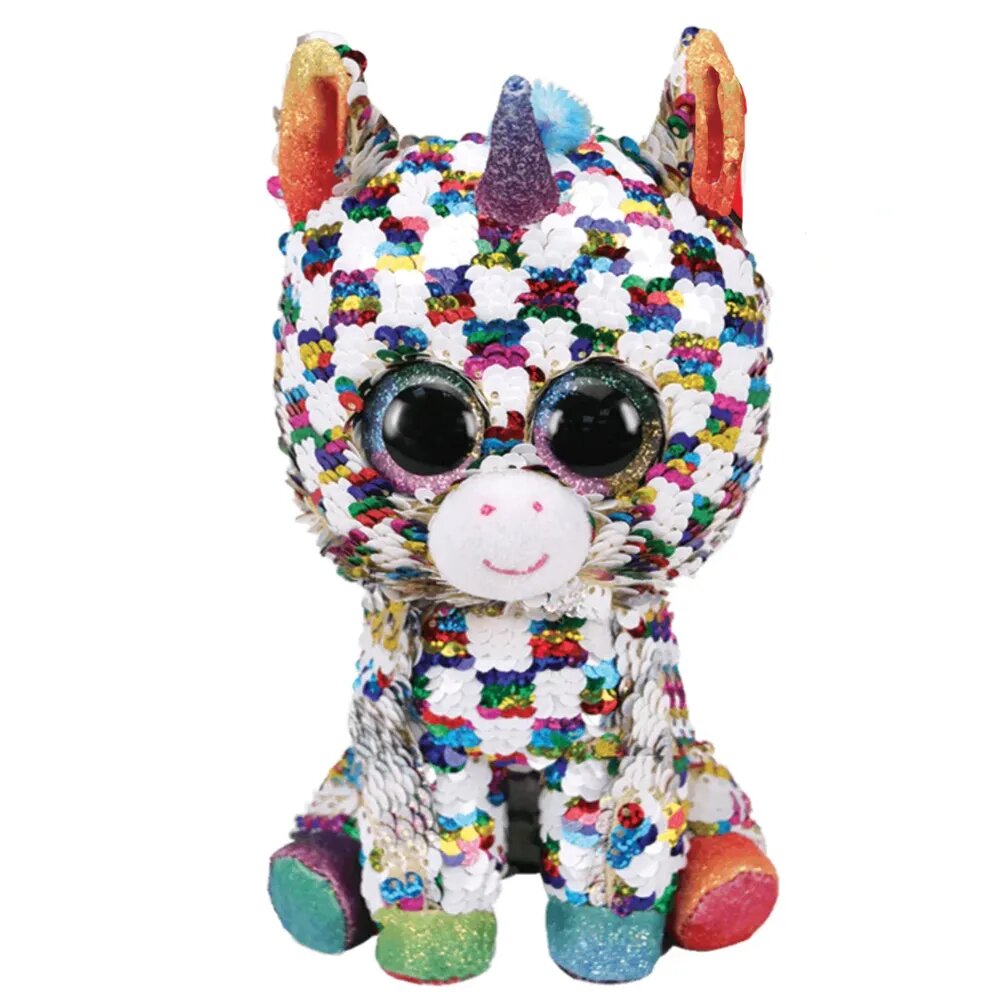 Мягкая игрушка-единорог Ty Beanie Boos, средний размер 27 см, с пайетками.