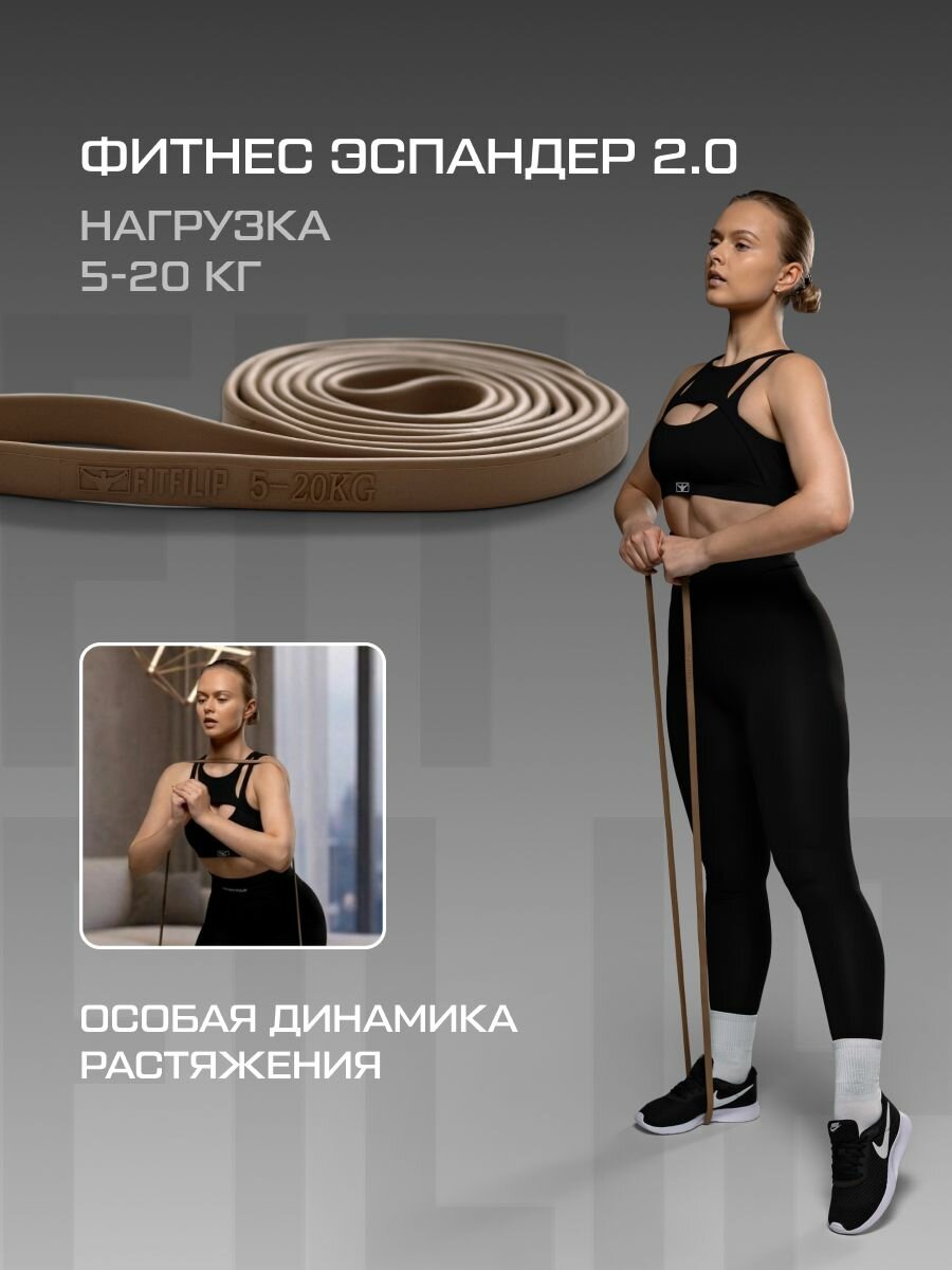 Фитнес резинка 5-20 кг ленточный эспандер