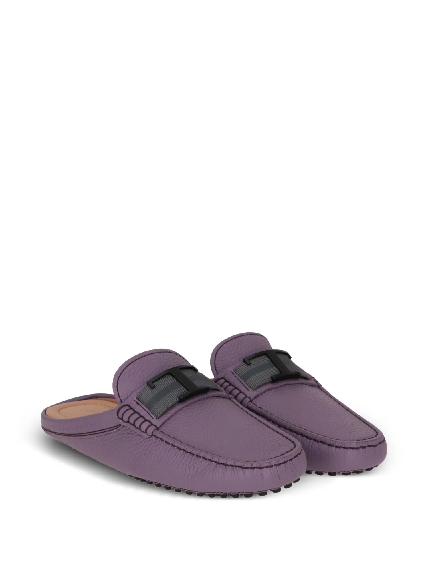 Мюли Tod's T Timeless pebbled-leather mules, размер 9.5, purple — фото 1