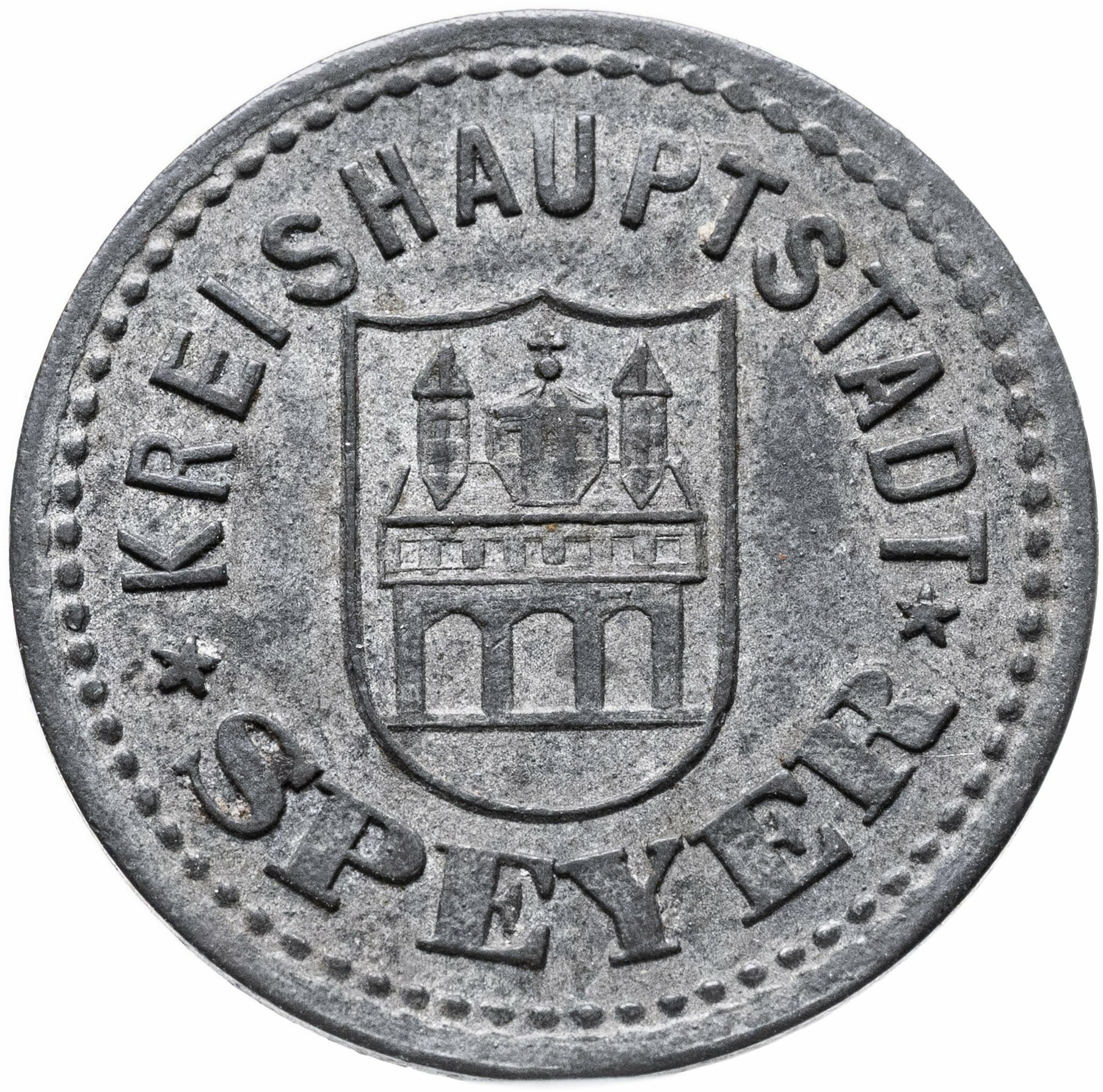 Германия "Шпейер" нотгельд 10 пфеннигов 1917, Цинк, в сохранности XF
